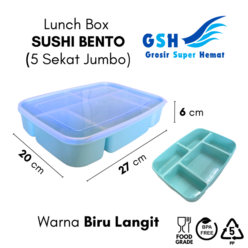 Jual GSH - Lunch Box Sushi Bento 5 Sekat High Way Tempat Makan MBG ...