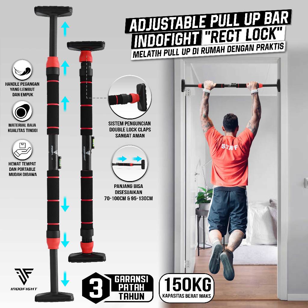 Jual Adjustable Pull Up Bar Indofight 70-100cm Pull Up Bar Pintu Alat ...