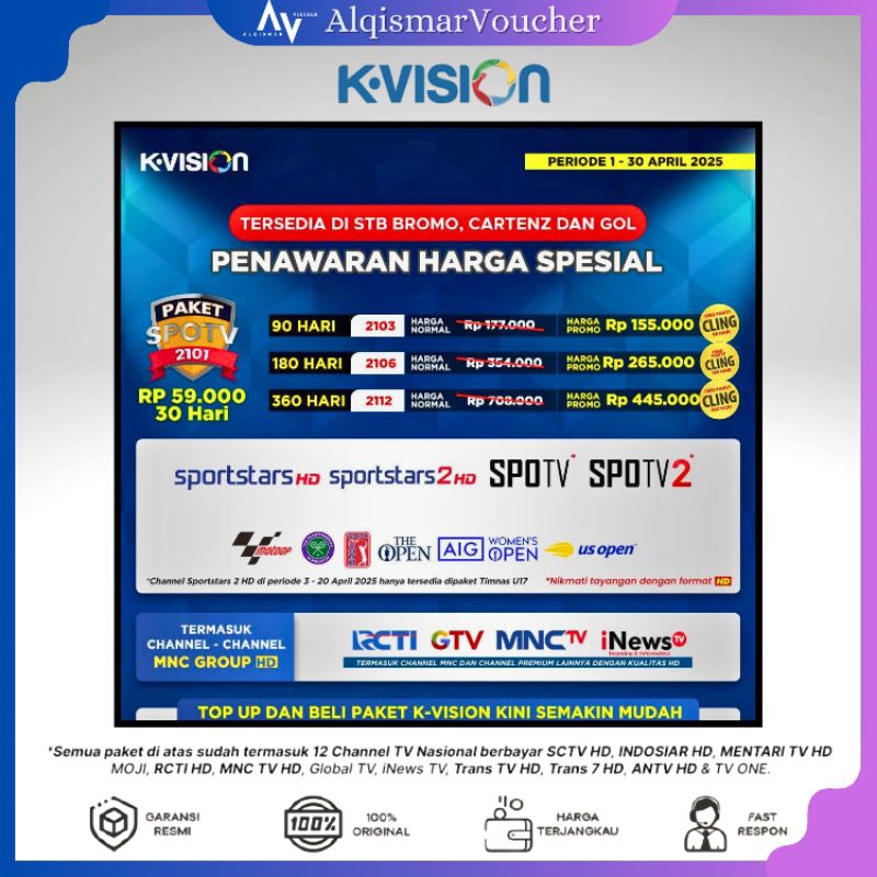 Jual TV Voucher Paket SPOTV K-Vision Atau Moto Gp Bisa semua Jenis K-Vision | Shopee Indonesia