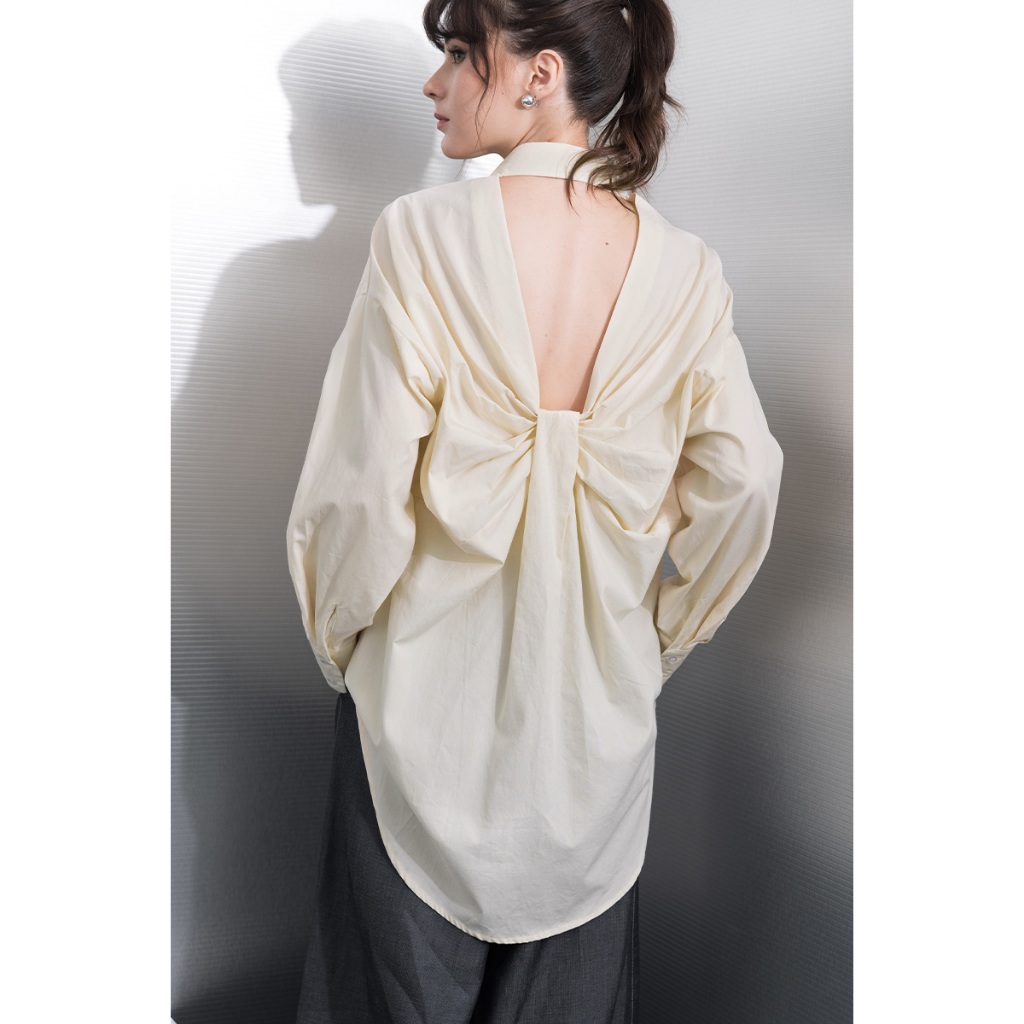 Jual ONYCHA - Backless Shirt In Cream | Shopee Indonesia