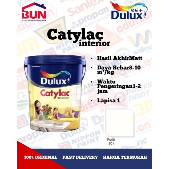 Jual DULUX CATYLAC 5 KG CAT TEMBOK DALAM RUANGAN INTERIOR - 1501 PUTIH ...