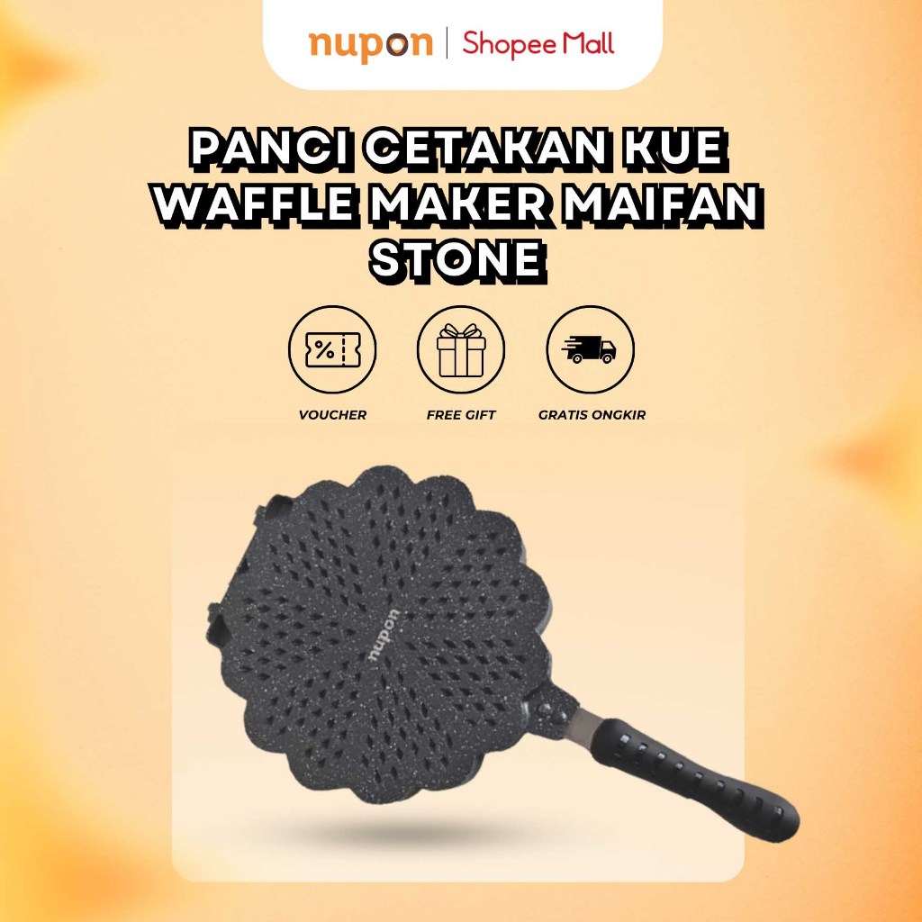 Jual NUPON - Panci Cetakan Kue Waffle Maker Pan Maifan Stone Coating ...