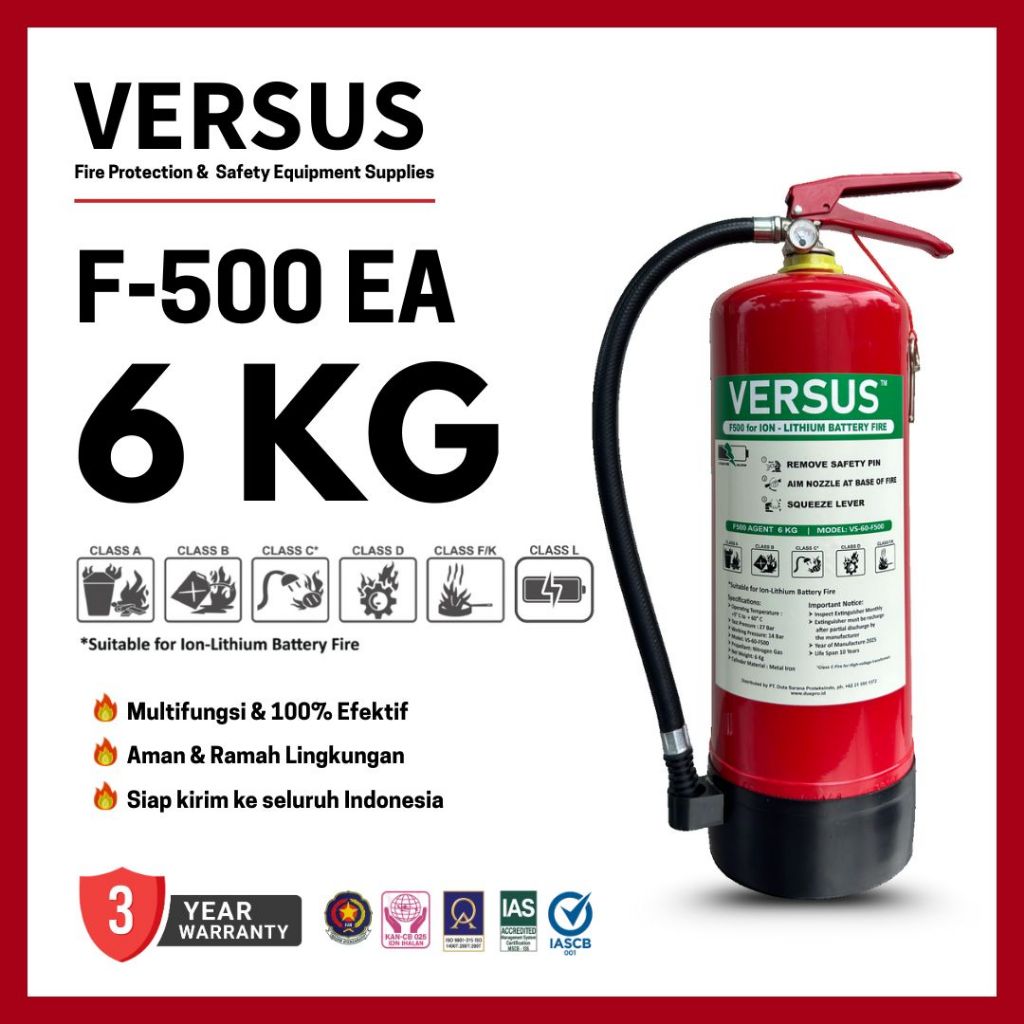Jual APAR 6 KG | F500 VERSUS Portable Fire Extinguisher Lithium | F-500 ...