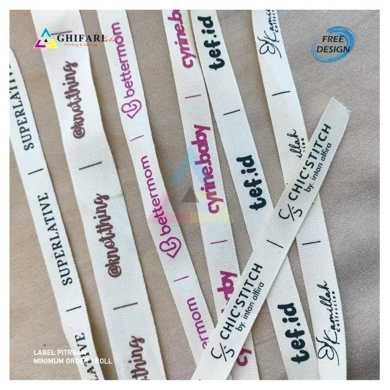 Jual label katun 100 pcs/custom desain/label katun import/label satin ...