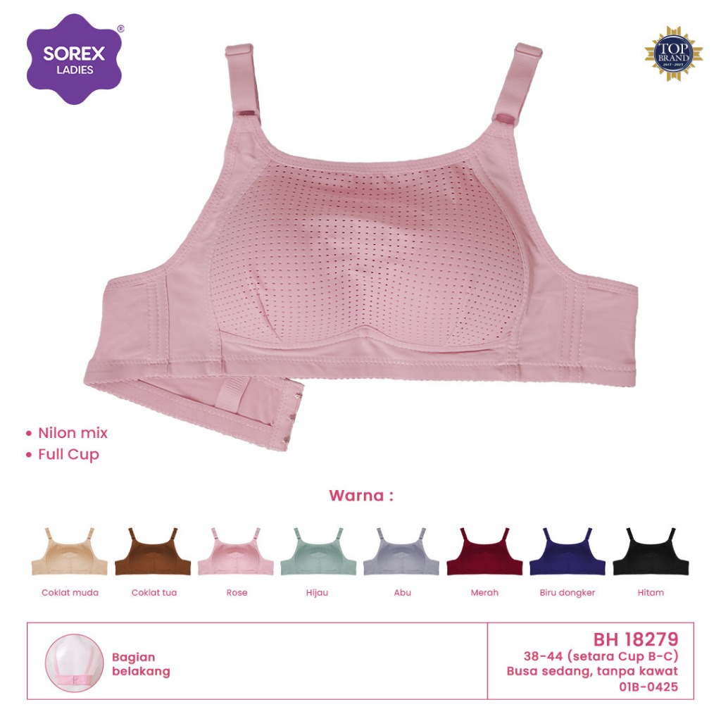Jual SOREX BRA 18279 Tanpa Kawat Busa Sedang Kait 3 (Cup B-C) | Shopee Indonesia