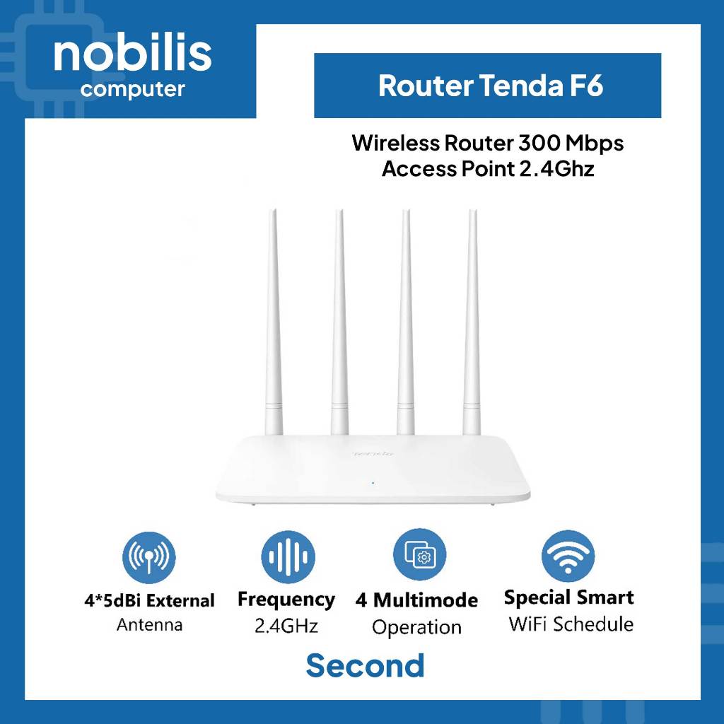 Jual Tenda F6 N300 Router Wireless 4 Antena Access Point 300 Mbps 2 ...