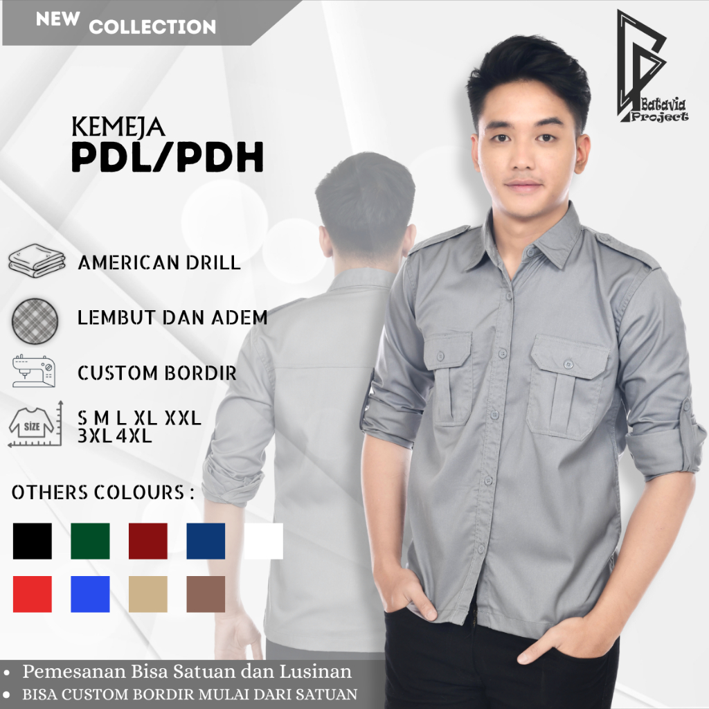 Jual Kemeja PDL PDH Lengan Panjang - Seragam Kantor Pria Wanita Premium Model Baju Tactical ...