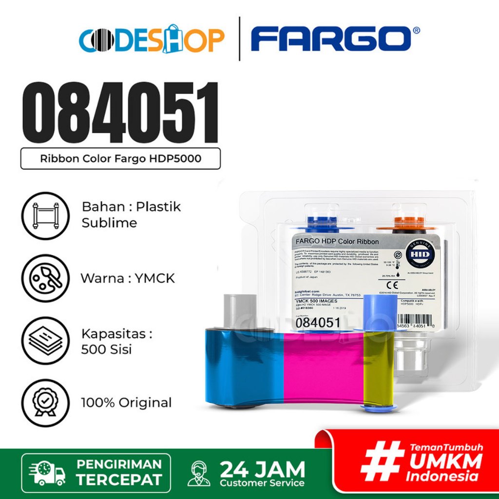 Jual Ribbon Color FARGO HDP5000 Warna Ribbon PN : 084051 YMCK | Shopee ...