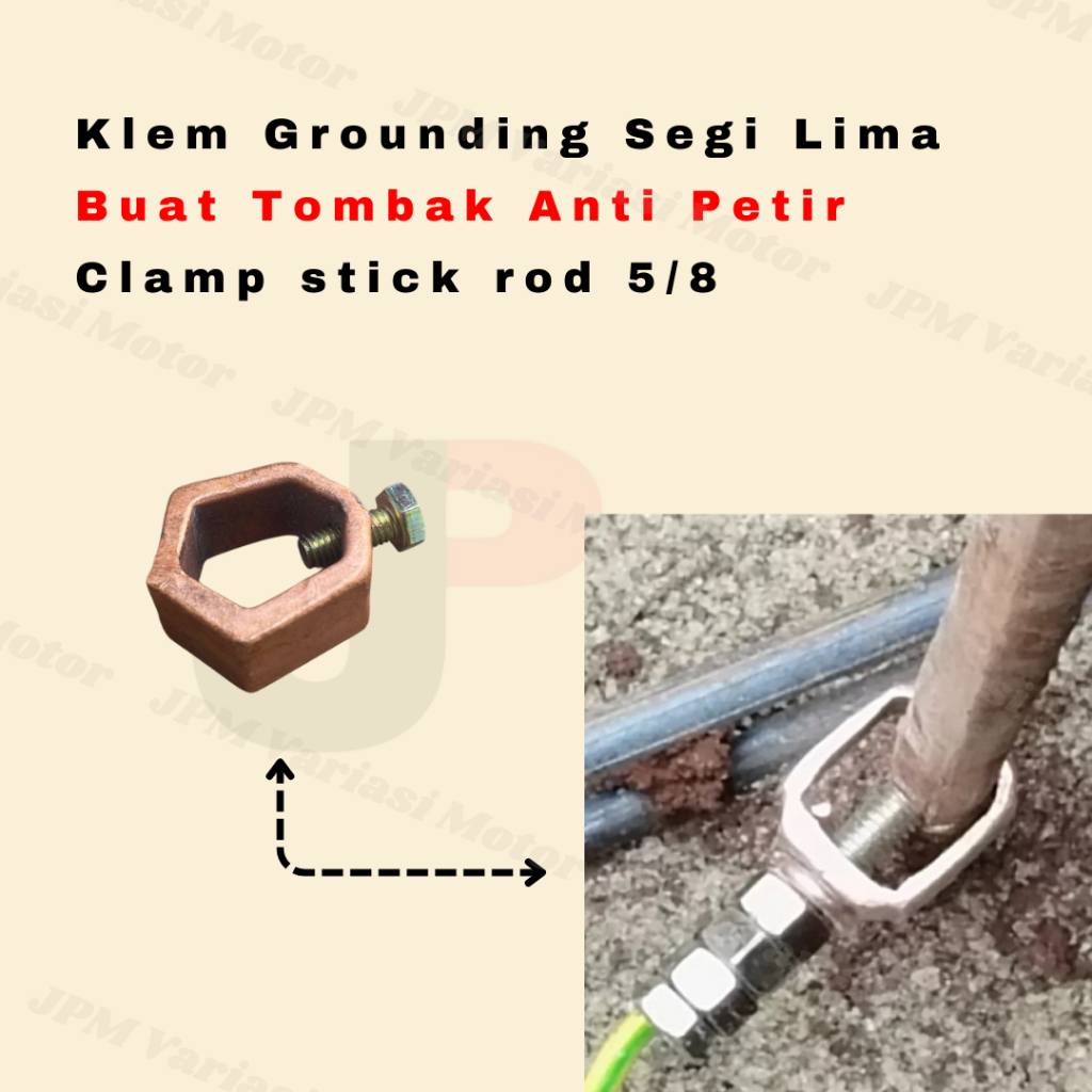 Jual Klem Grounding Segi LIma Anti Petir Clem stick rod Clamp stick rod ...