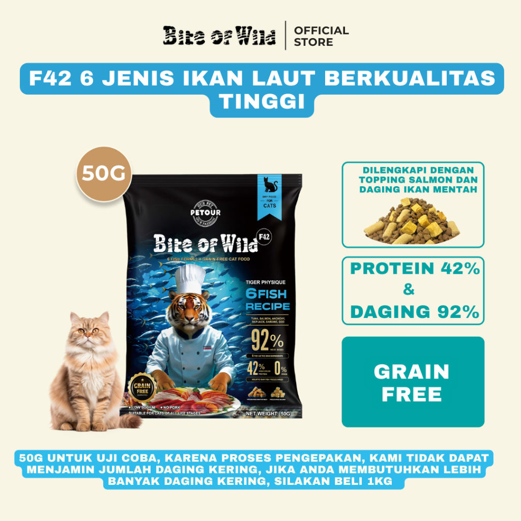 Jual Bite of Wild - Makanan Kucing Kering Bebas Biji-Bijian 50g F42 ...