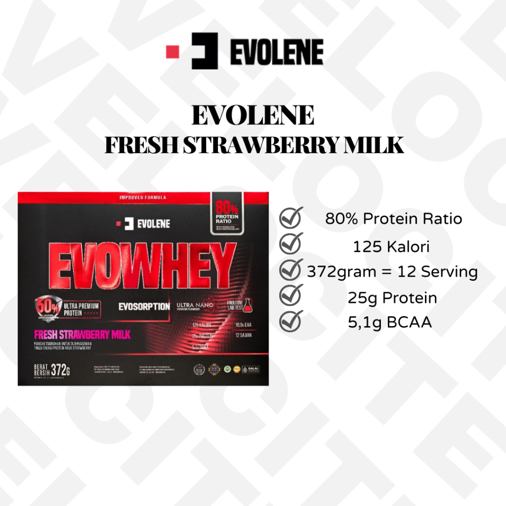 Jual Evolene Evowhey 372gr Evosorption (12 Sajian) Fresh Strawberry Milk Evolane Evo Lene ...