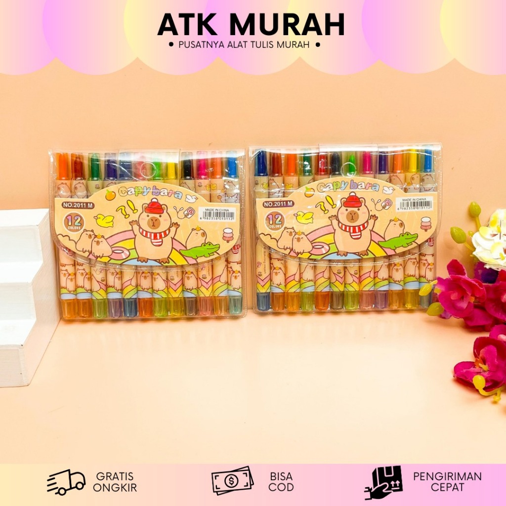 Jual KRAYON TWIST MINI CAPYBARA ISI 12 PCS KR-1831 / Crayon Putar isi ...
