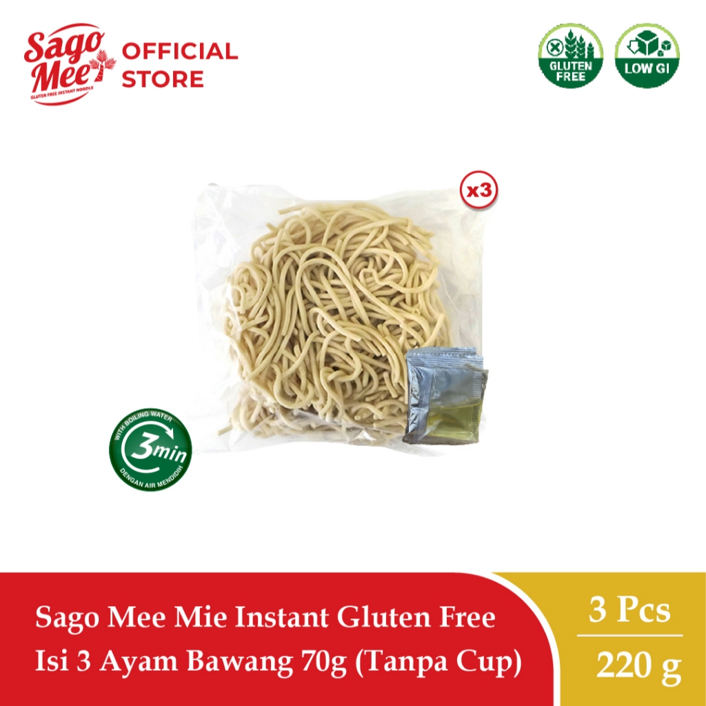 Jual Sago Mee Gluten Free Mie Instan Rasa Ayam Bawang 70g Triple Pack (Tanpa Cup) | Shopee Indonesia