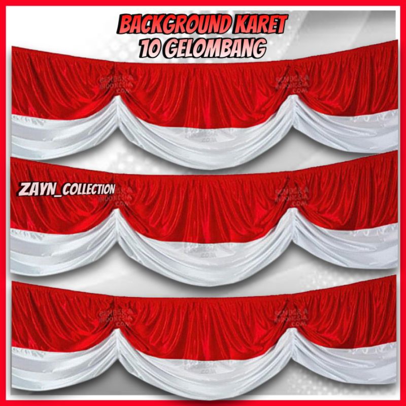Jual BENDERA BACKGROUND KARET MERAH PUTIH POLOS 10 GELOMBANG PANJANG 8 ...