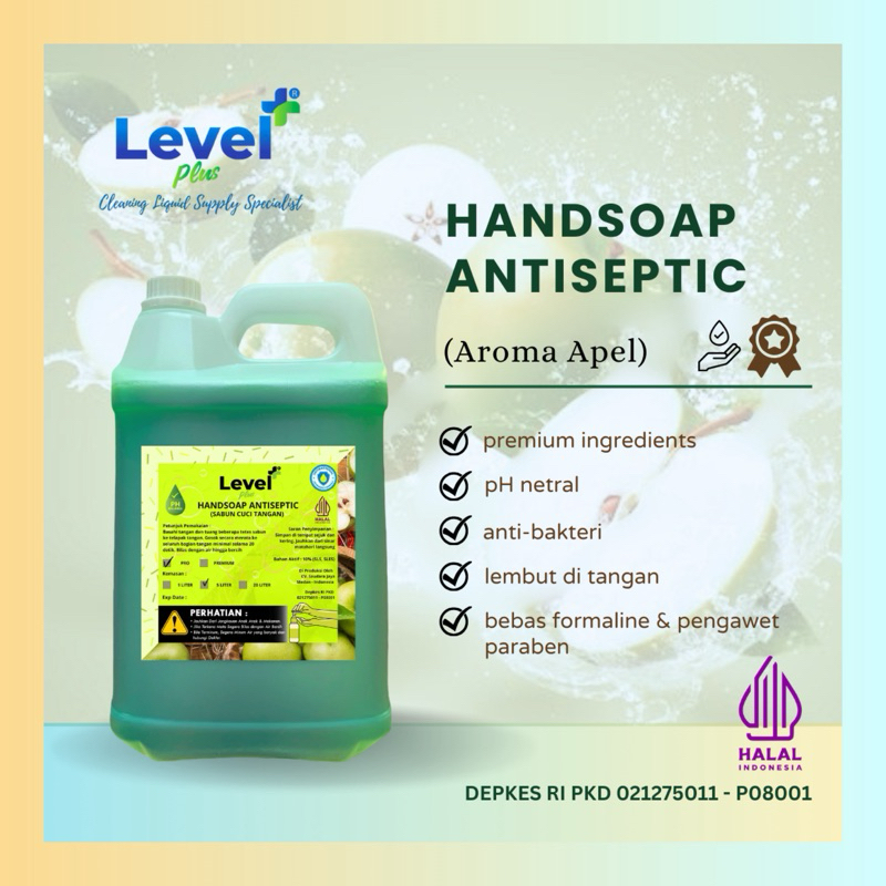 Jual [NEW] Handsoap Antiseptic Pro Aroma Apel 5L LEVEL PLUS Sabun Cuci Tangan Antiseptic ...