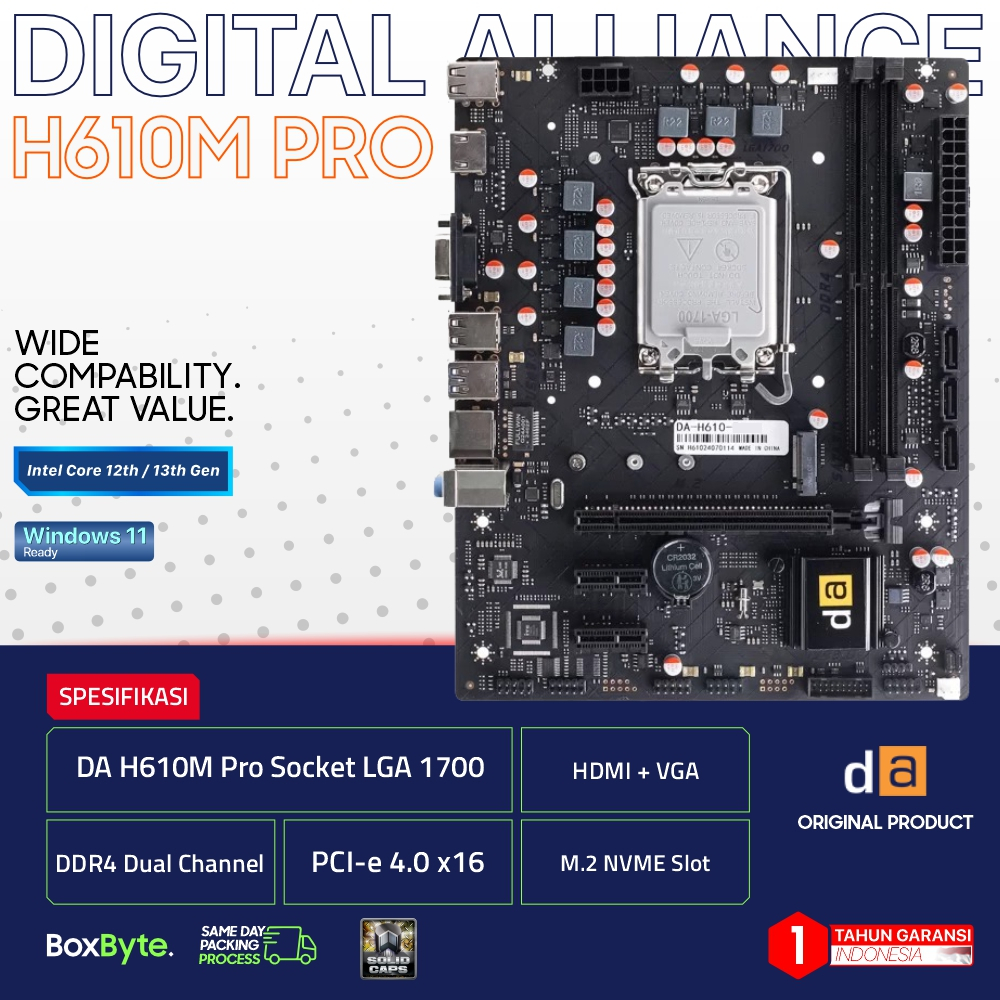 Jual MOTHERBOARD DIGITAL ALLIANCE H610M LGA 1700 MOBO LGA 1700 | Shopee Indonesia