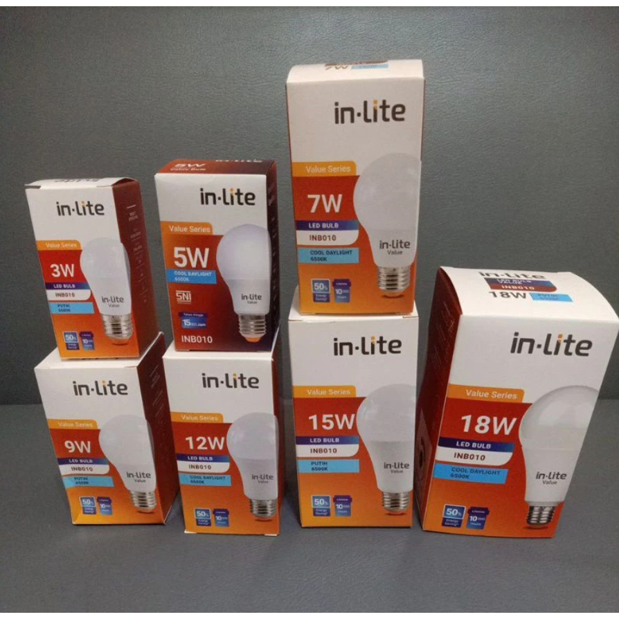 Jual (BERGARANSI GANTI BARU) INLITE Lampu LED Bulb Value Series INB010 3W 5W 7W 9W 12W 15W 18W ...