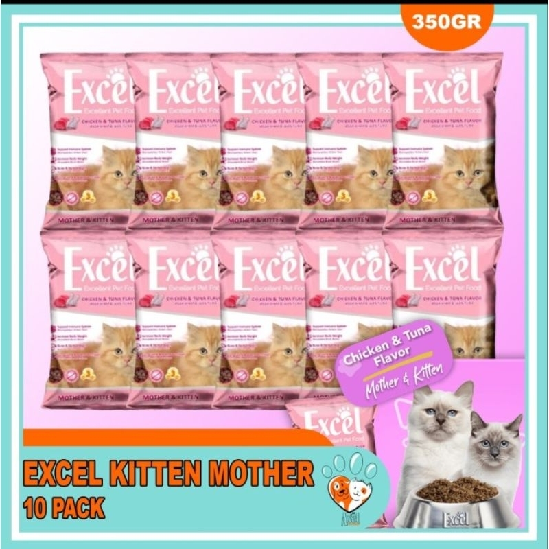 Jual (ISI 10 PACK) Excel Kitten & Mother Excel Cat Food Makanan Kucing ...