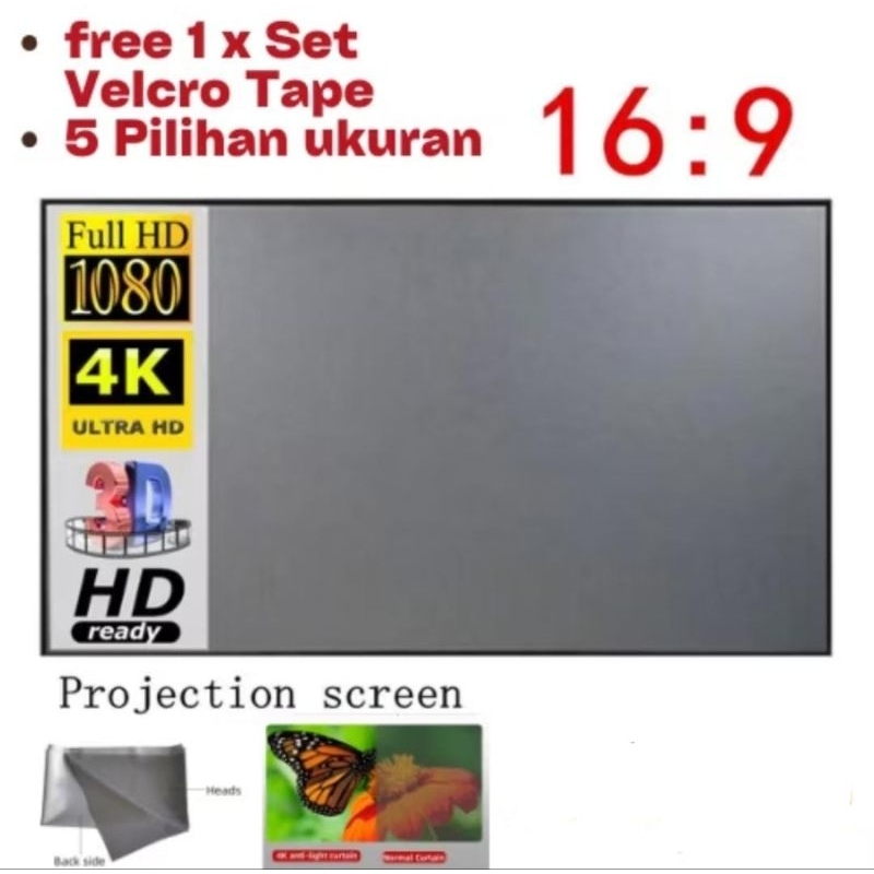 Jual Kain Layar Proyektor Tempel / ALR - 180 Inch Lebar 280 cm x Tinggi ...