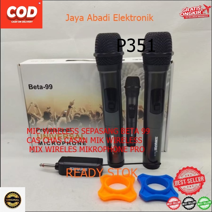 Jual P351 MIC WIRELESS SEPASANG BETA 99 CAS CHAS CASAN MIK WIRELESS MIX ...
