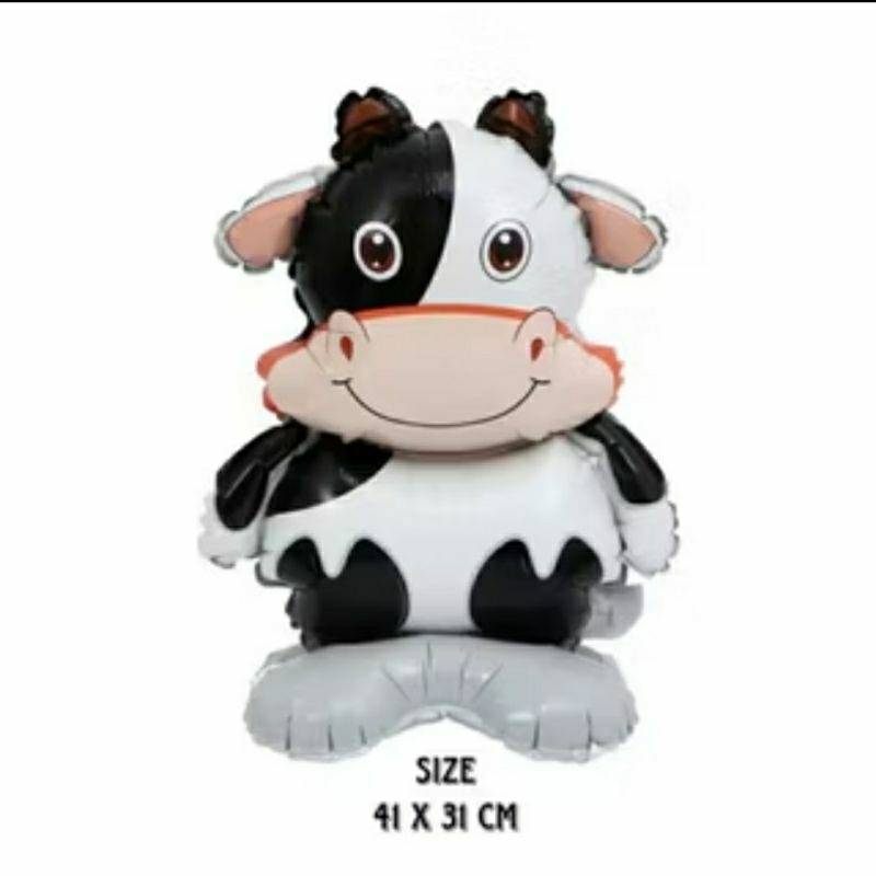 Jual Balon foil karakter standing hewan sapi animal binatang cow ternak ...