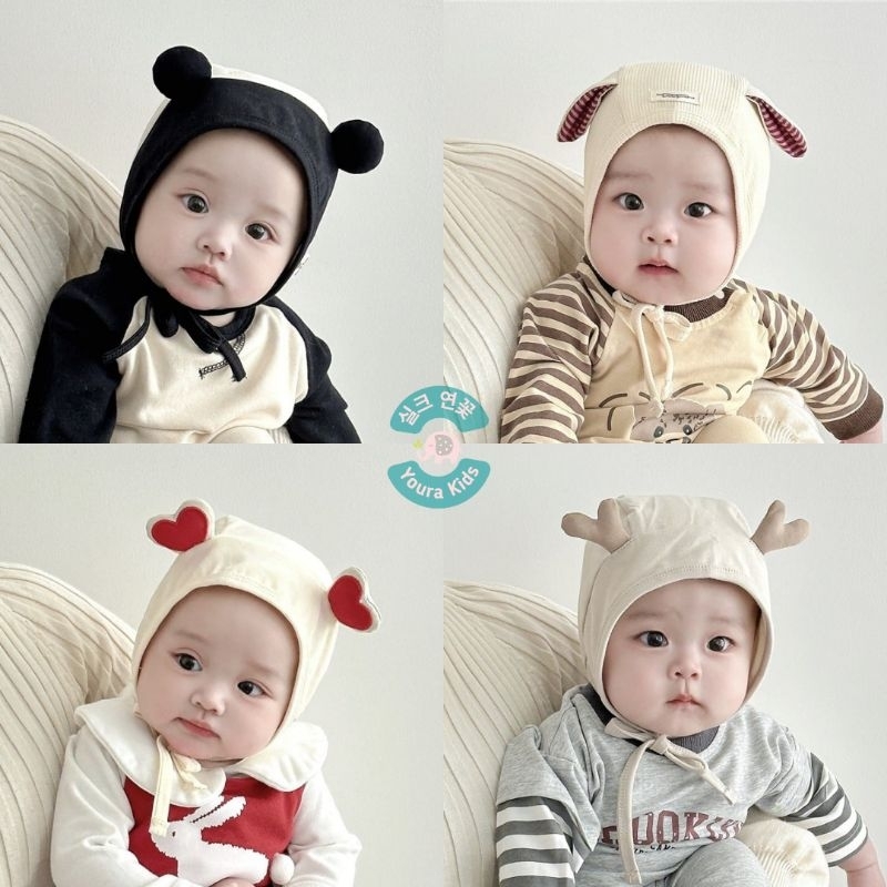 Jual 0-18 bln | Topi BONNET Soft Cotton Anak Bayi Batita-LOVE EAR x ...