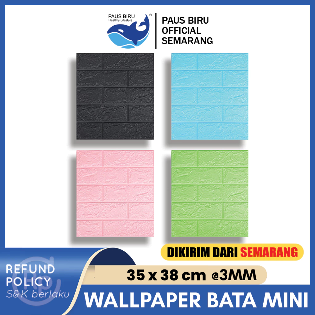 Jual Paus Biru - Wallpaper Dinding 3D Foam 35 x 38cm - Wall Paper ...