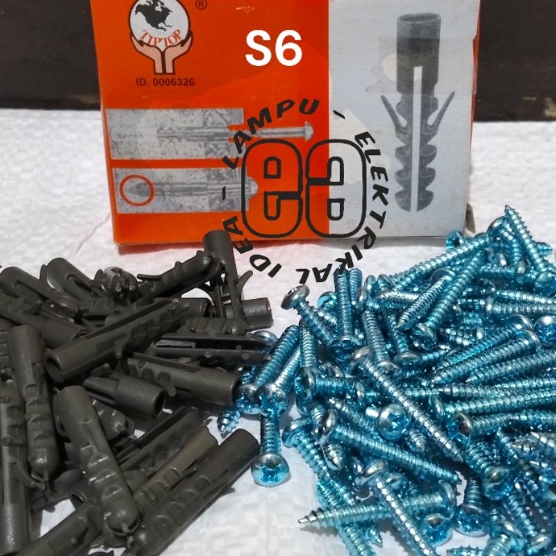 Jual s6 fiser + skrup warna abu- abu / box 100 pcs Bagus Berkwalitas | Shopee Indonesia