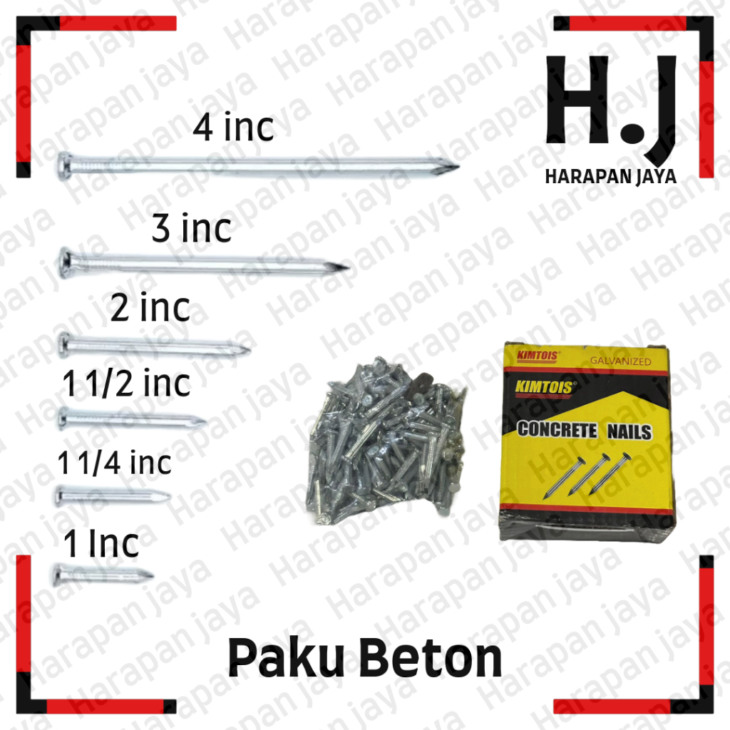 Jual Paku Beton Putih | Paku Cor 1" 1 1/4" 1 1/2" 2" 2,5" 3" 4" 5" | Shopee Indonesia