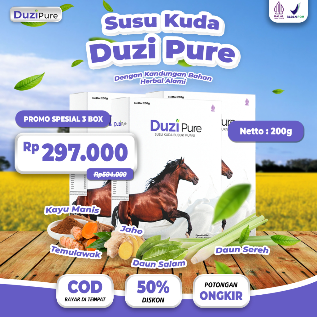 Jual Duzi Pure Susu Kuda Bubuk Asli Lombok Isi 3 Box | Shopee Indonesia