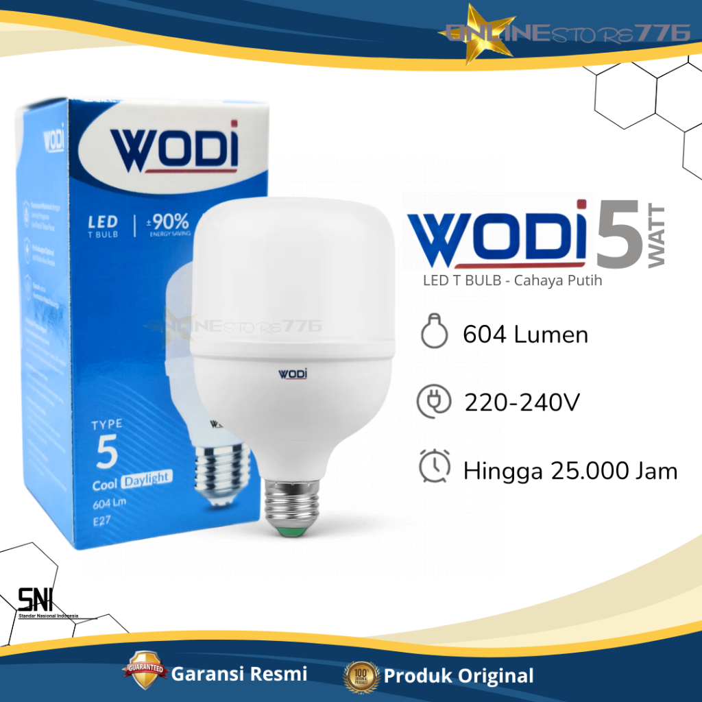 Jual Bohlam Lampu LED Wodi 5Watt | Lampu Kapsul Cahaya Putih Super ...