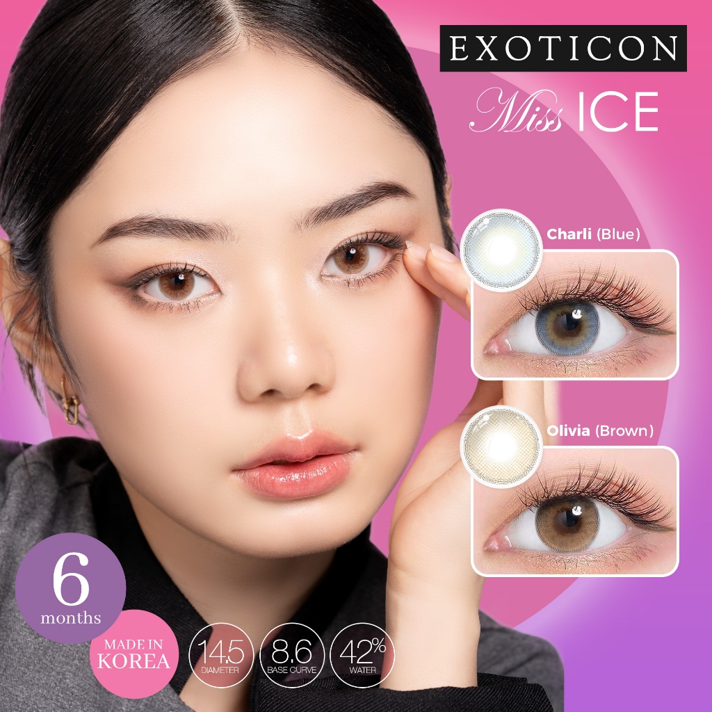 Jual Exoticon Softlens Miss ICE Series Olivia (Brown) | Charli (Blue ...