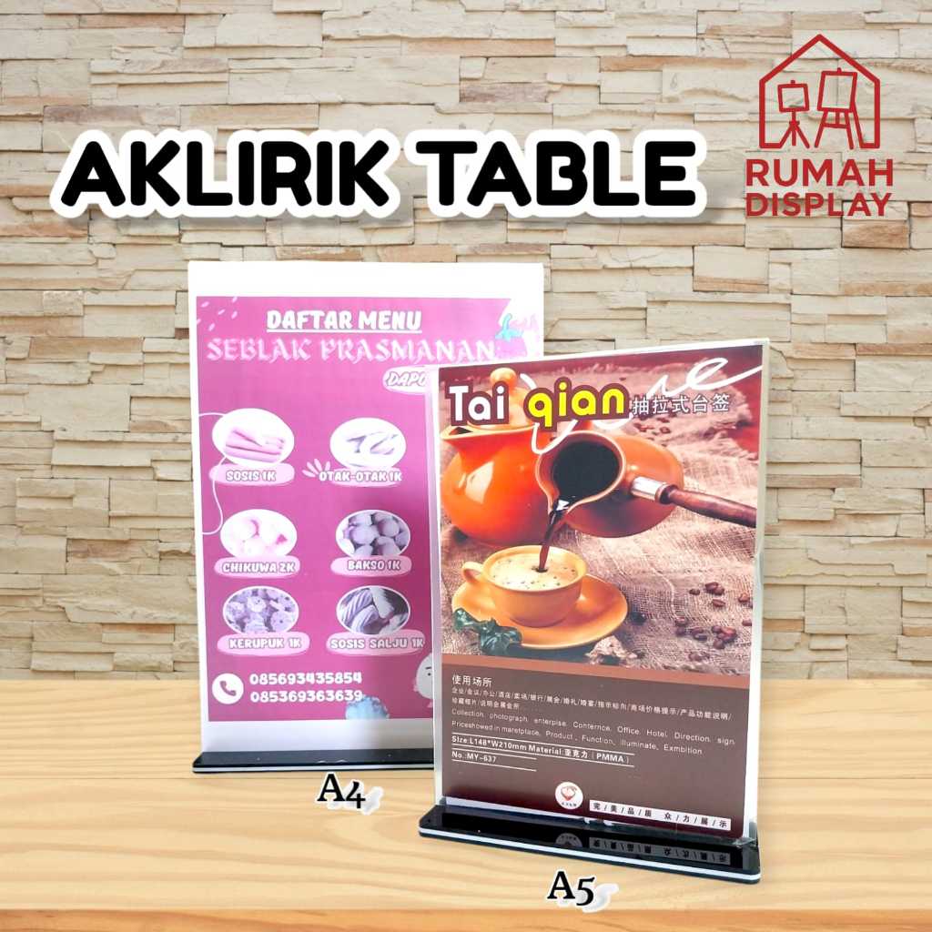 Jual Display Akrilik Meja A4 & A5 – Standing Frame Menu / Daftar Harga ...
