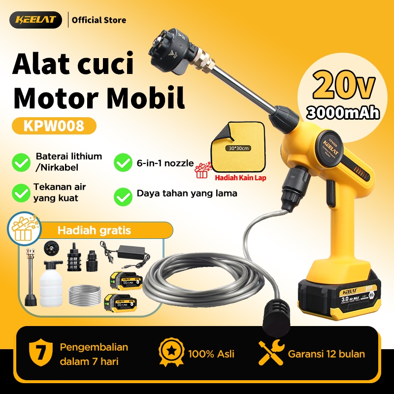Jual 【 KEELAT KPW008】Alat Cuci Mobil Jet Cleaner Water Jet Cordless ...