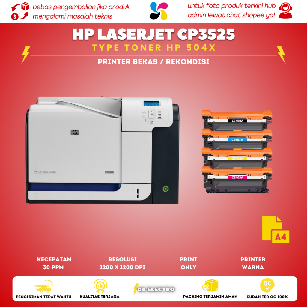 Jual printer color hp laserjet cp3525dn printer foto dan stiker | Shopee Indonesia