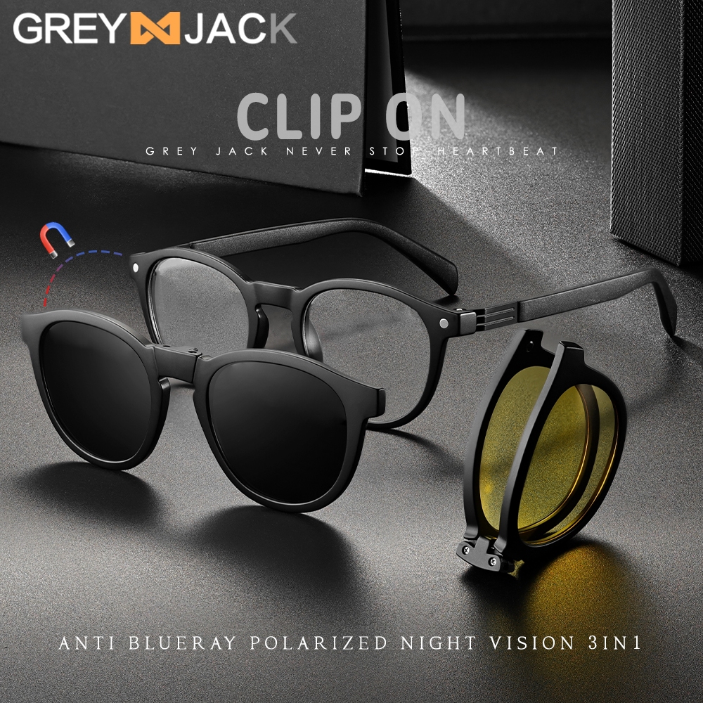 Jual Grey Jack Kacamata Clip On 3in1 Bisa Minus Model Oval Ringan TR90 Free 2 Clip Lens ...