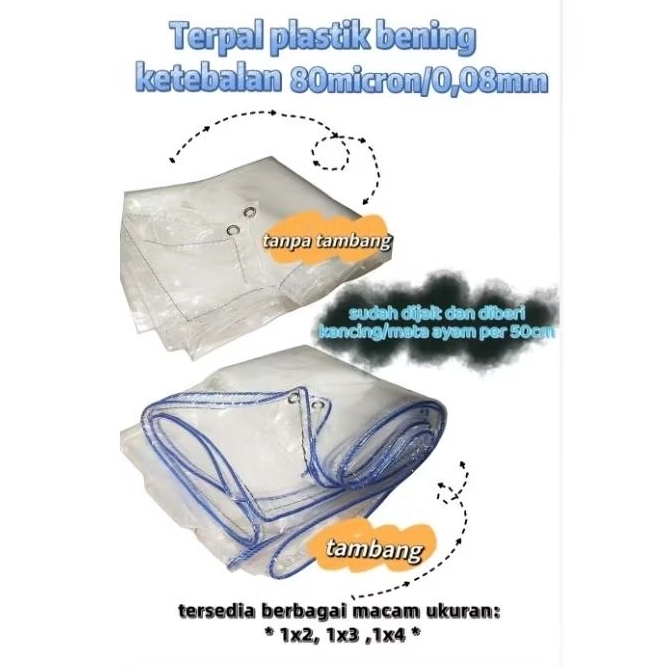 Jual Terpal Plastik bening ketebalan 80 Micron / 0,08mm Lebar 1 Meter ...