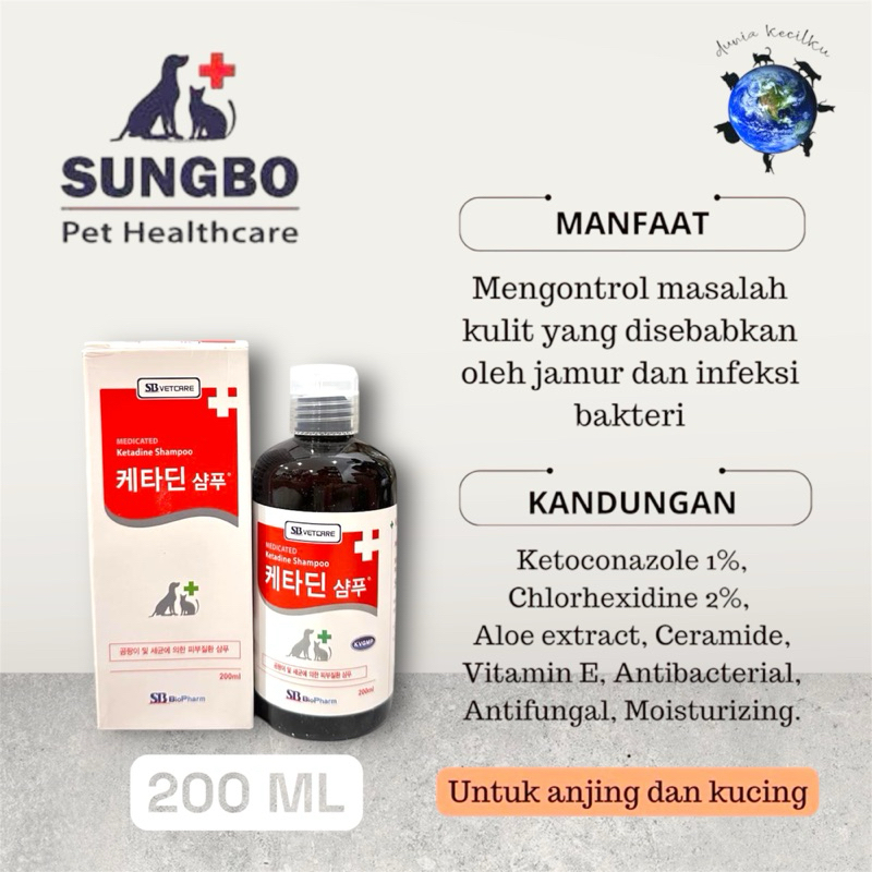 Jual SB Vetcare Sungbo Ketadine Shampoo Cat Dog Medicated Bakteri Jamur Infeksi (200 ML ...