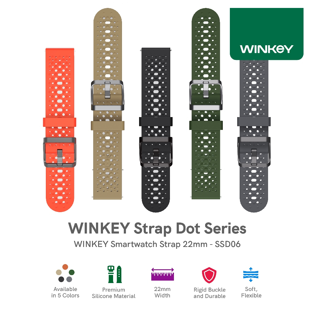 Jual WINKEY Smartwatch Strap Dot Series Silicone 22mm Universal Watch ...