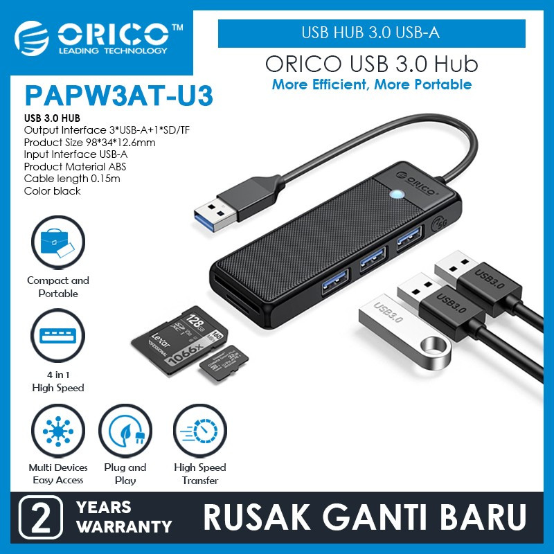 Jual ORICO PAPW3AT-U3 4-Port USB3.0, SD/TF 5Gbps Hub | Shopee Indonesia
