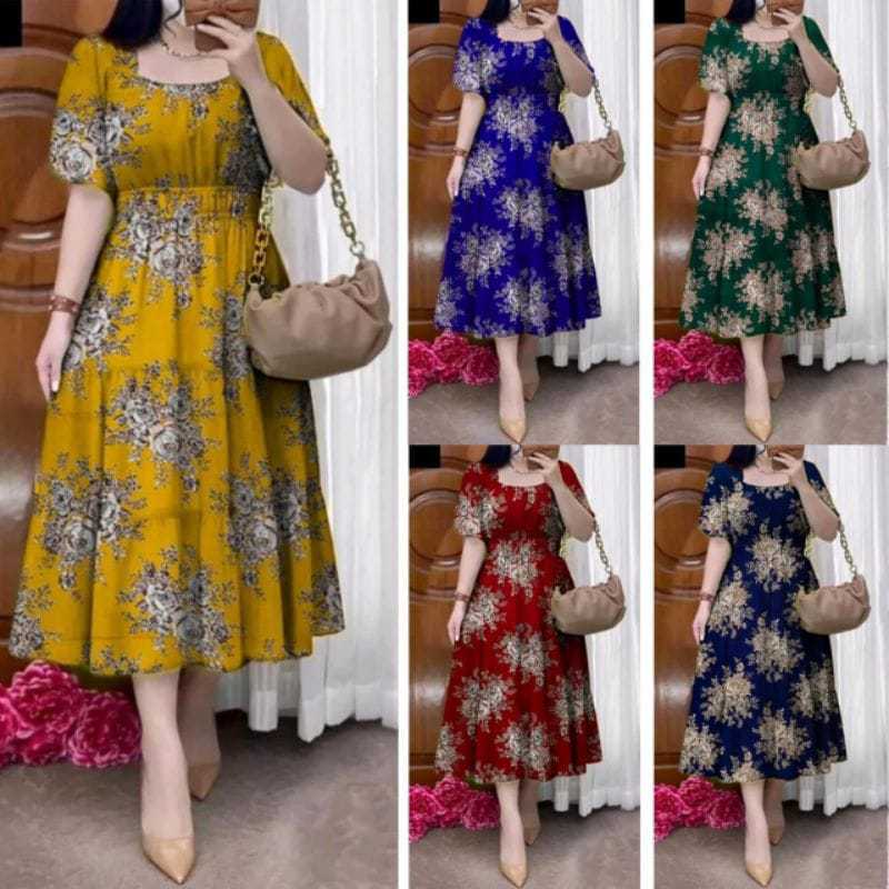 Jual Daster Motif Bunga Dress Wanita Lengan Pendek / Daster Fuji Dress ...