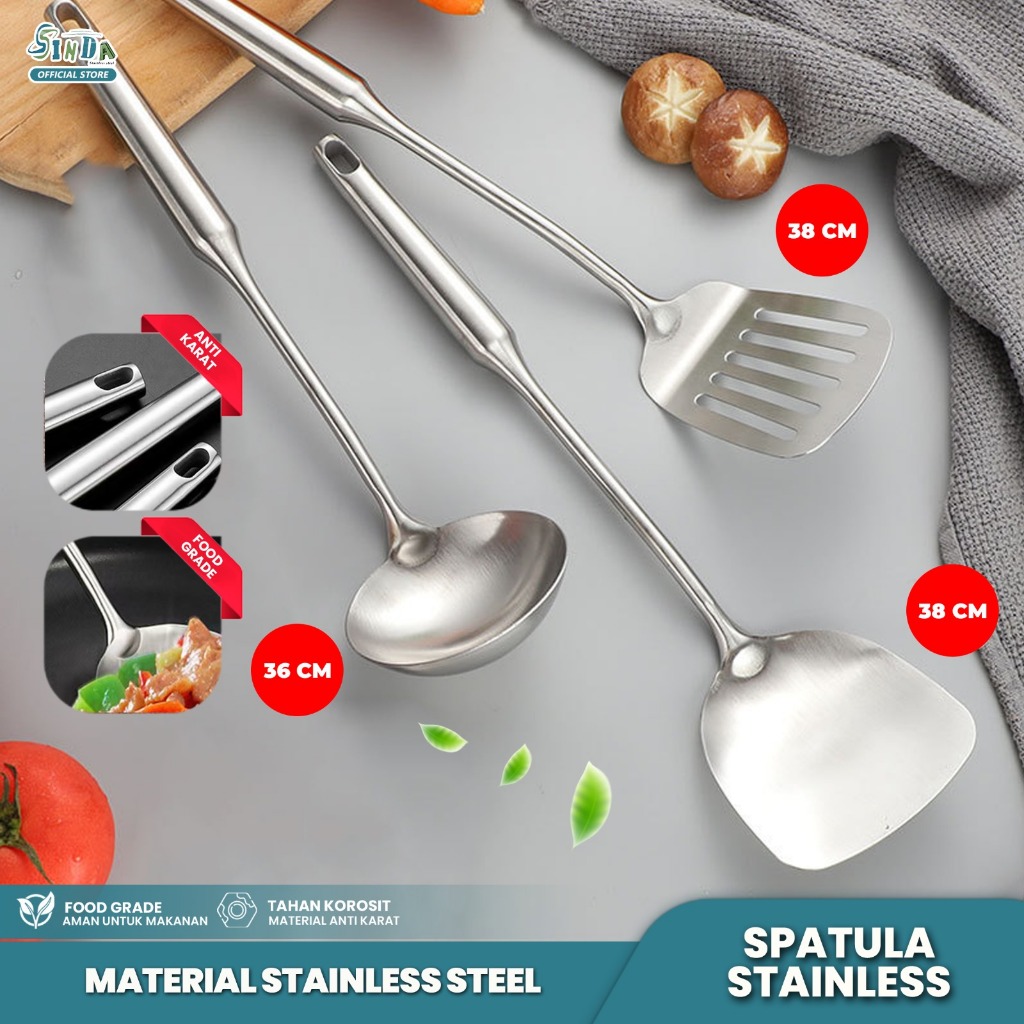 Jual Sinda Alat Masak Spatula Sodet Sutil Skimmer Stainless Steel 304 ...
