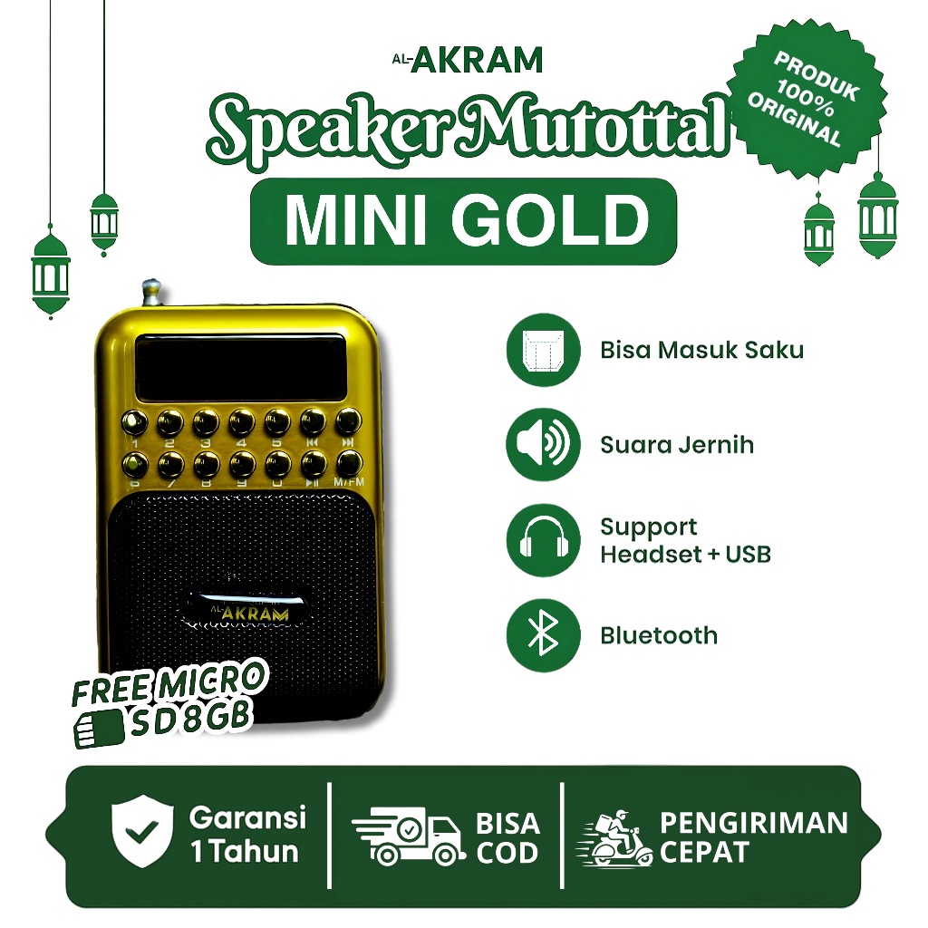 Jual AL-AKRAM - Speaker Murottal Al-Quran Digital 30 Juz Mini Gold Versi Terbaru | Shopee Indonesia