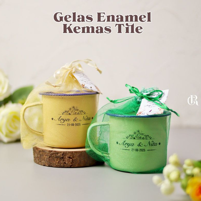 Jual Souvenir gelas enamel custom sablon kemas tile | Shopee Indonesia