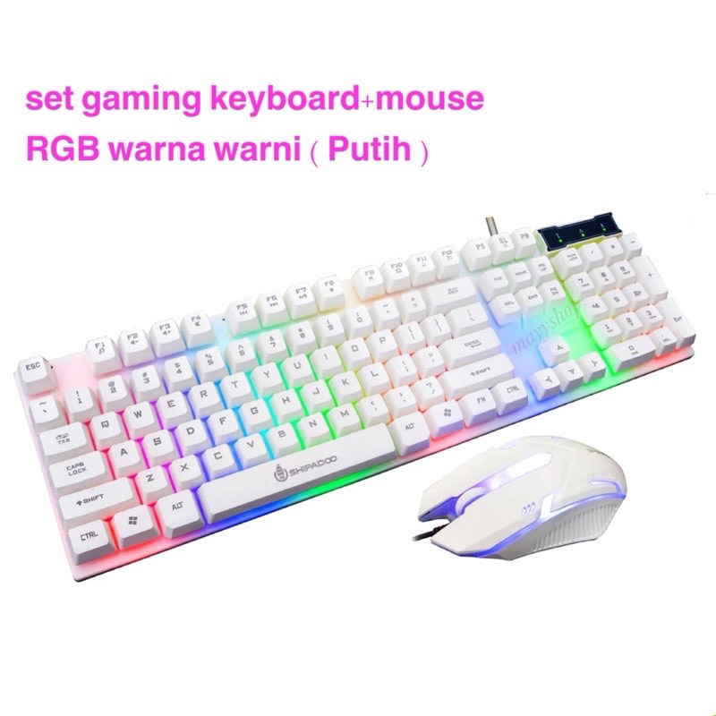 Jual Keyboard dan mouse Rgb Putih satu set Murah komputer dan laptop ...