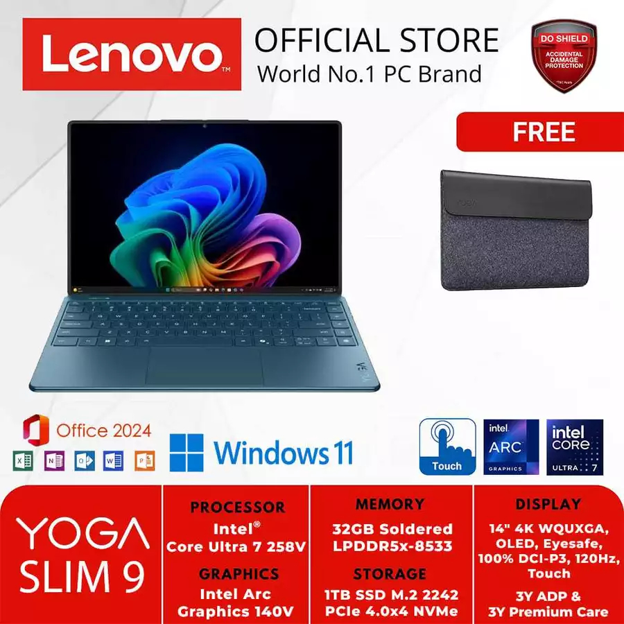 Jual LENOVO YOGA SLIM 9-14ILL10 1BID TIDAL TEAL INTEL ULTRA 7-258V 32GB ...