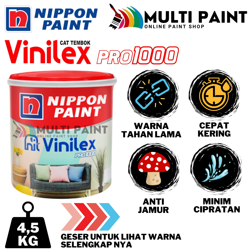 Jual [PART 2] VINILEX 4,5 KG NIPPON PAINT CAT TEMBOK INTERIOR NIPPON VINILEX PRO 1000 4,5KG ...