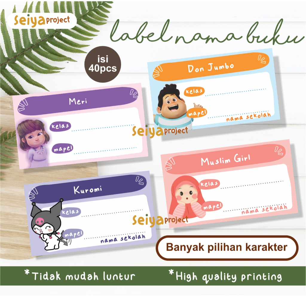 Jual ISI 40 STIKER LABEL BUKU CUSTOM / LABEL NAMA MAPEL / LABEL NAMA ANAK CUSTOM /STIKER ...