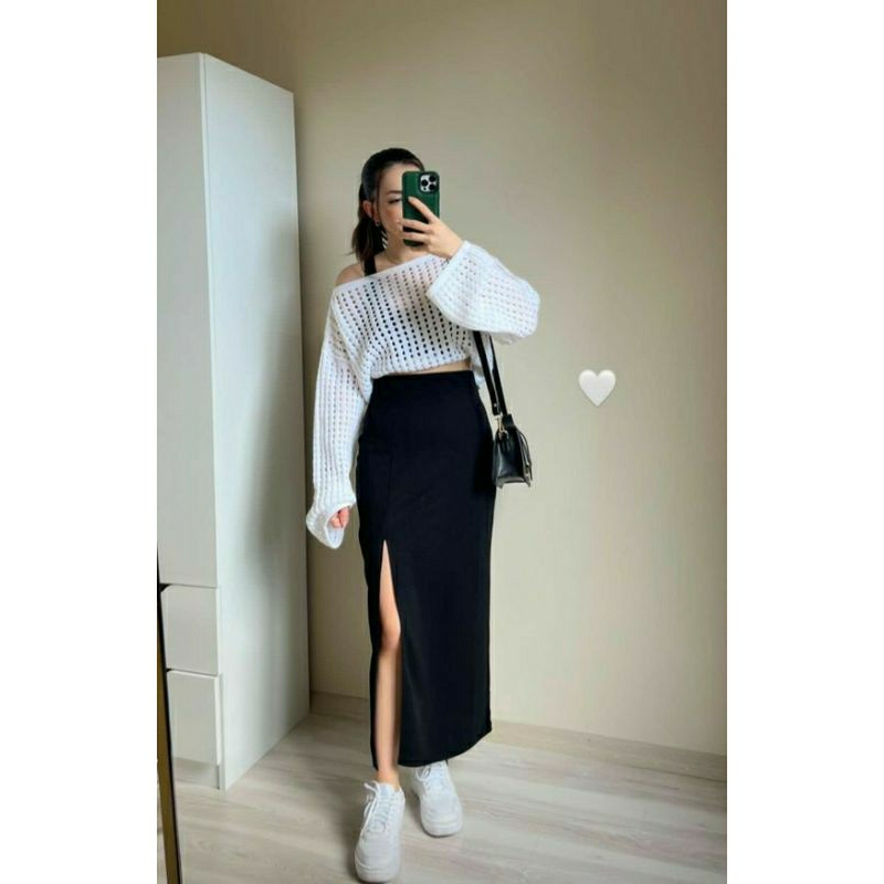 Jual Rok Span Wanita Paha Belah Sexy Bahan Scuba Premium Jumbo | Shopee ...