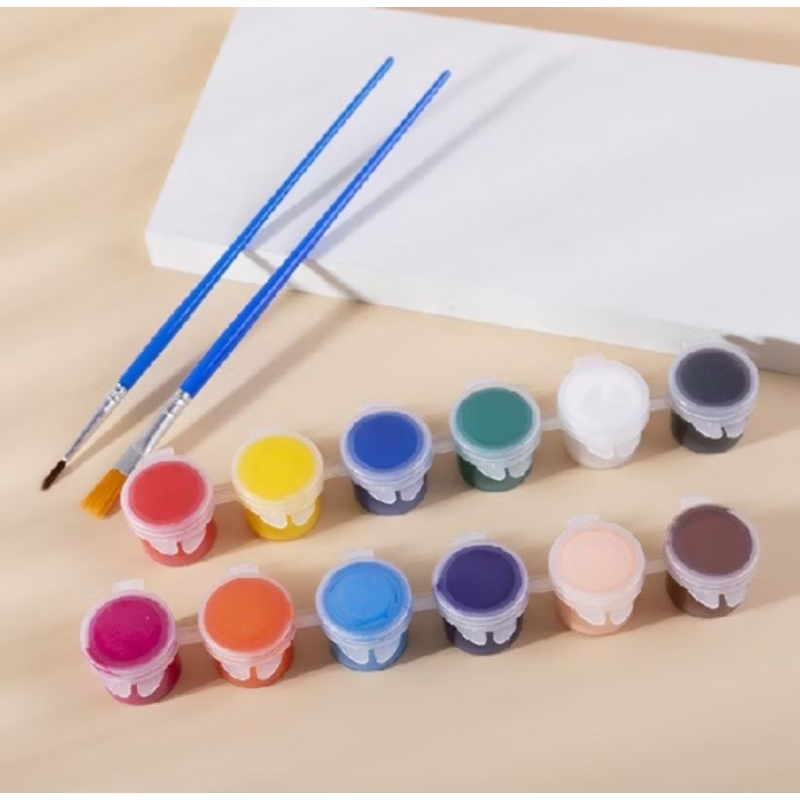 Jual Cat Akrilik Set 6 Warna 12 Warna/Cat Air Anak/Cat Akrilik Kanvas ...